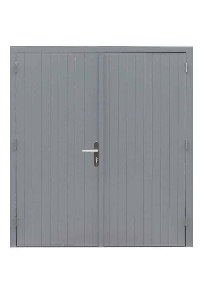 Hardhouten dubbele dichte deur Prestige, 202 x 221 cm, grijs gegrond ...