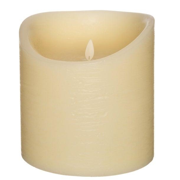 Kaars, wax, rustiek, bewegende LED vlam, ivoor, b 15 cm, h 15.5 cm ...